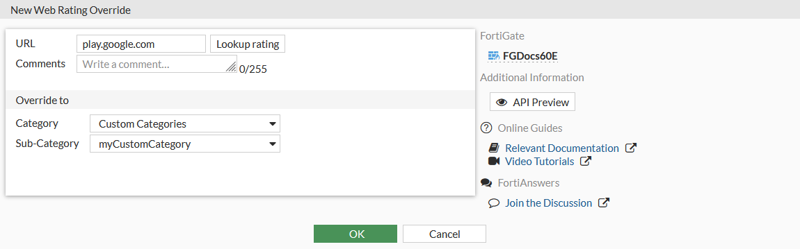 Category override examples | FortiGate / FortiOS 7.6.2 | Fortinet Document Library